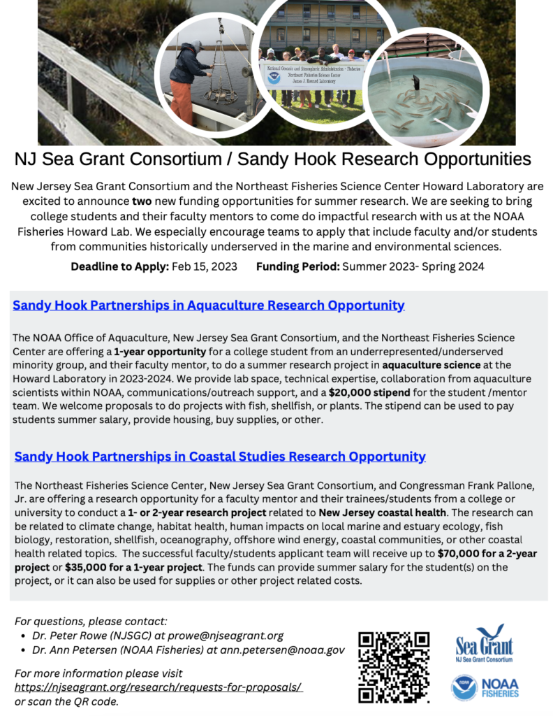 NEFSC and NJSGC Request for Proposals - Sea Grant Sea Grant