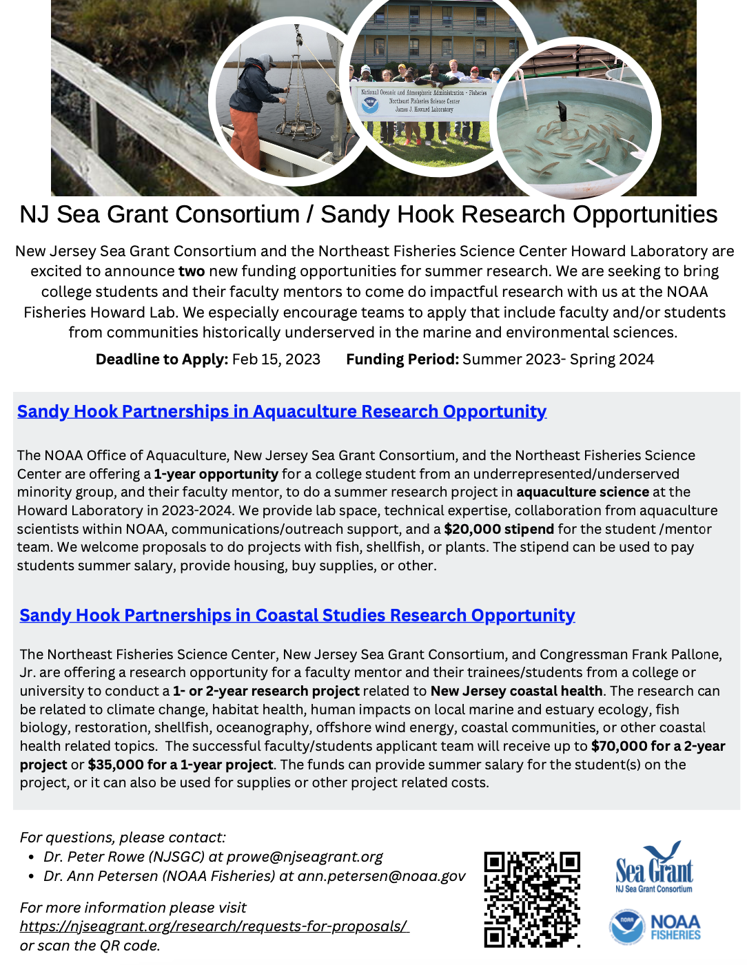 NEFSC and NJSGC Request for Proposals - Sea Grant Sea Grant